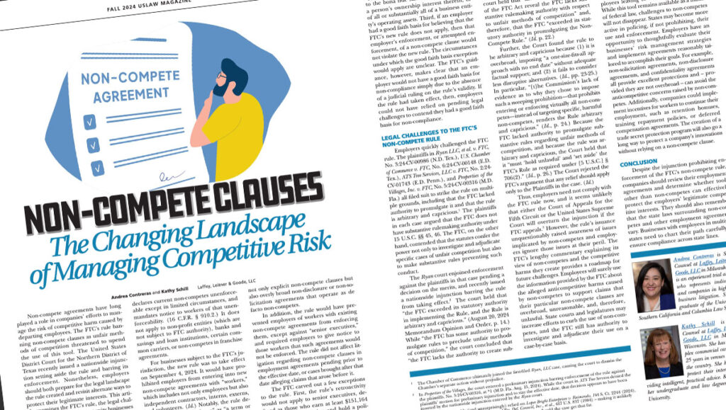 LEGAL UPDATE: FTC’S NEW RULE ON NON-COMPETES BLOCKED BY FEDERAL ...